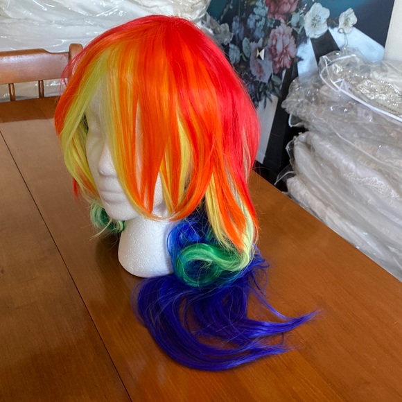 Accessories | Rainbow Multi Color Wig Purple Blue Pink Green Cosplay ...